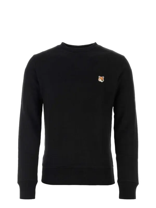 Maison Kitsuné Fox Patch Crewneck Sweatshirt - Black