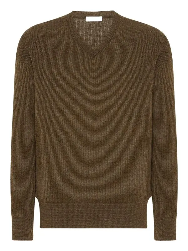 THE ROW Thayer Cashmere Silk V-neck Sweater - Brown