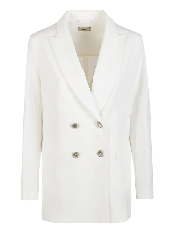 Herno Long Sleeved Double Breasted Jacket - White
