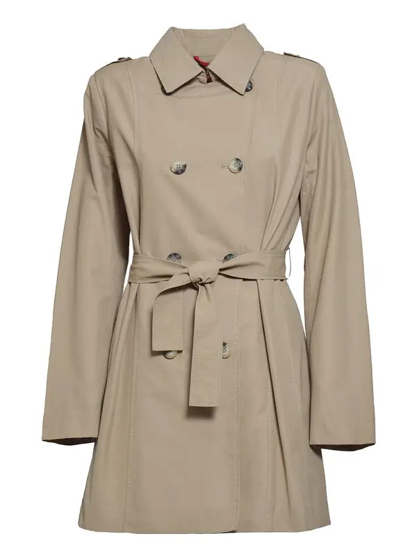 MAXCO. Max&co. Belted Double-breasted Long Sleeved Coat - Light Brown