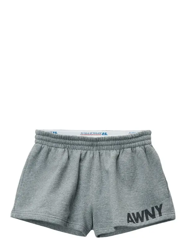Alexander Wang Logo Printed Track Shorts - Dark Heather Grey
