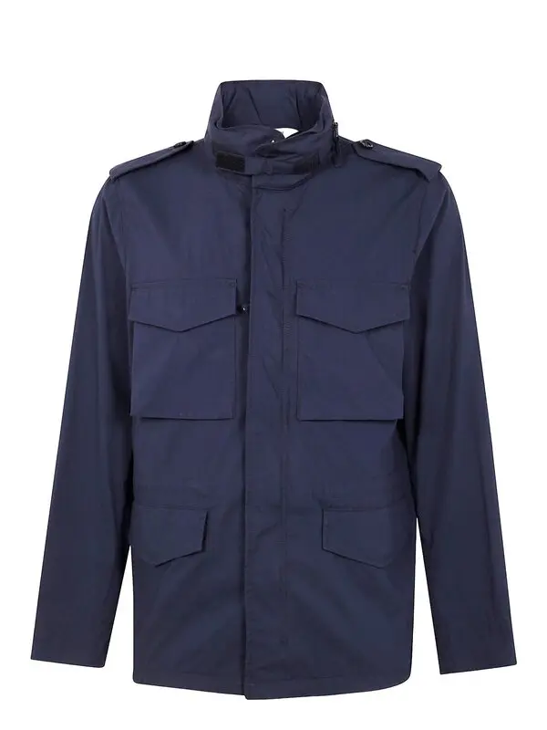 Aspesi Mock Neck Nylon-cotton Poplin Jacket - Navy