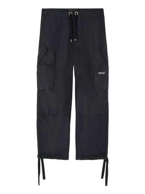 Versace Logo Print Drawstring Cargo Pants - Black