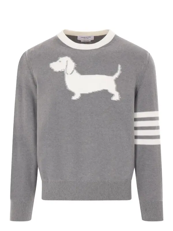 Thom Browne Hector Sweater With Dachshund Appliqu - Light Gray