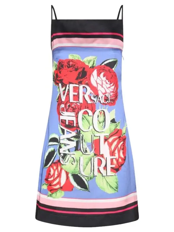 Versace Graphic Print Sleeveless Mini Dress - Multicolor