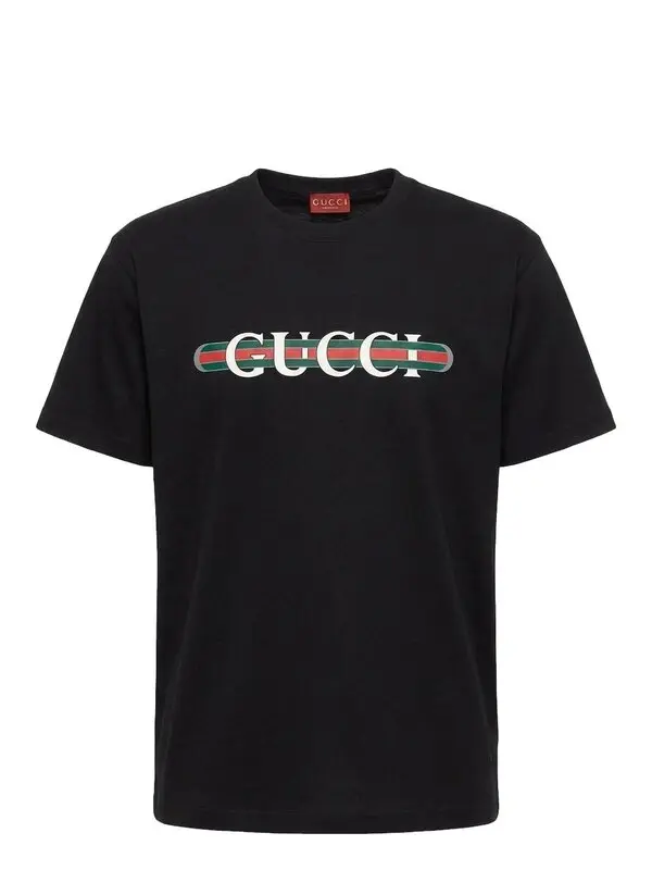 Gucci Logo Printed Crewneck T-shirt - Black