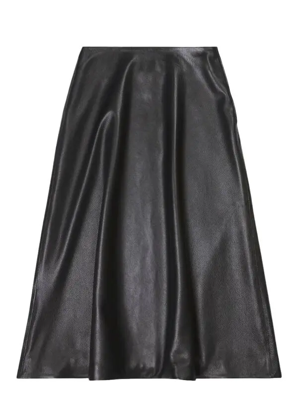 Balenciaga A-line Leather Skirt - Black