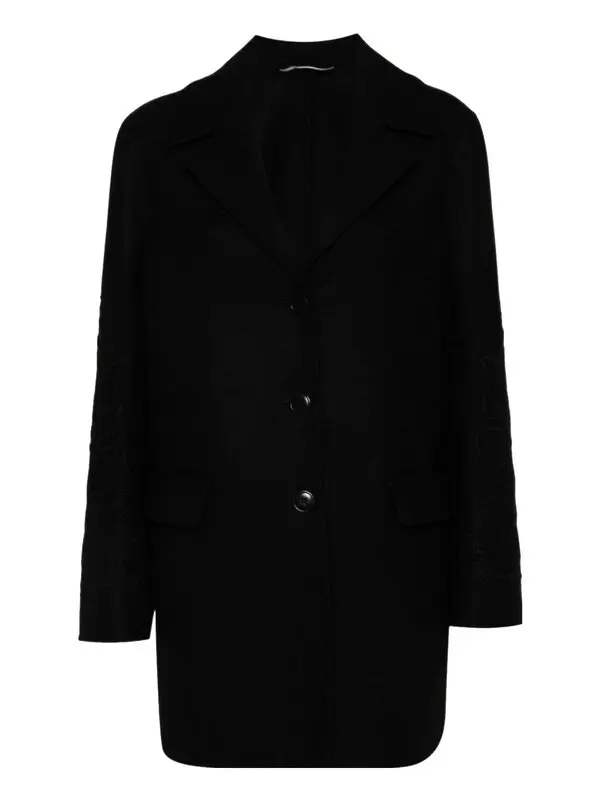 Ermanno Scervino Embroidered Buttoned Coat - Black