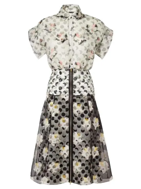 Fendi Graphic Print Cocoon Sleeve Midi Dress - Multicolour