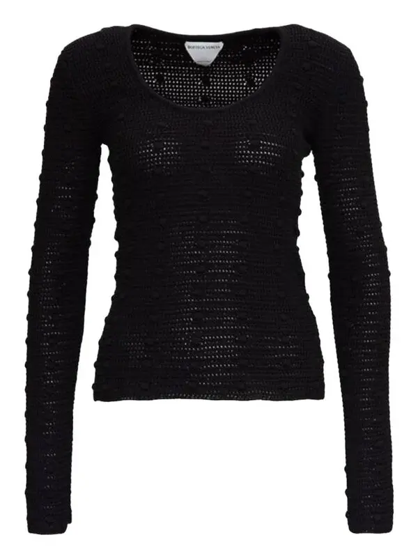 Bottega Veneta Pom Pom Knitted Jumper - Black