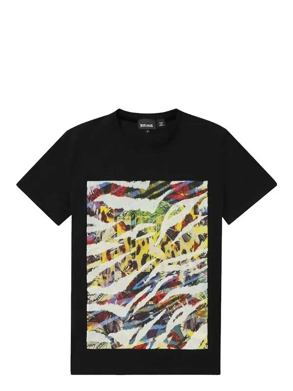 Just Cavalli Printed T-shirt With Round Neck - Black