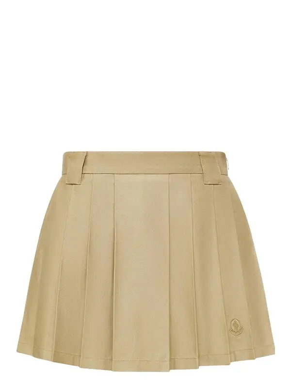 Moncler Pleated Cotton Blend Mini Skirt - Light Brown