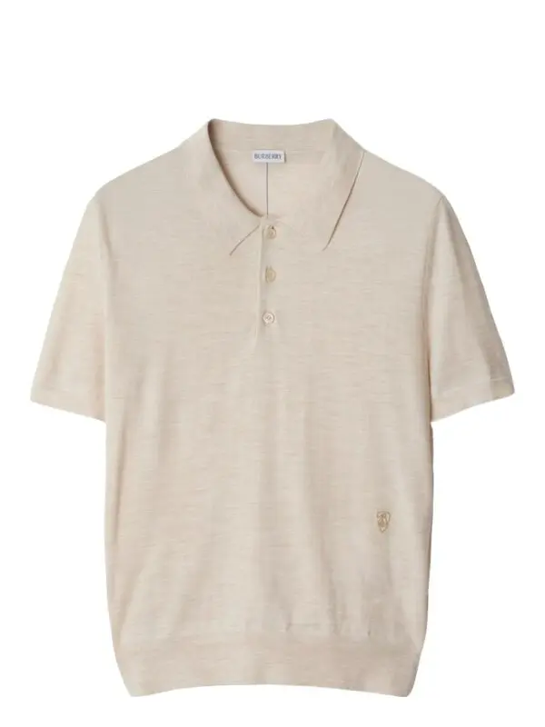 Burberry Short-sleeved Fin-knit Polo Top - Nutmeg