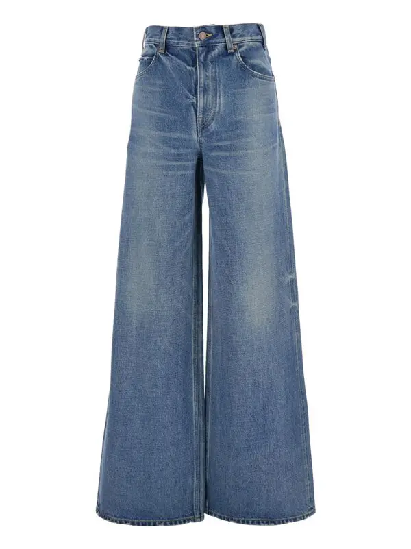 Celine Flared Surf Jeans In Union Wash Denim - Blue