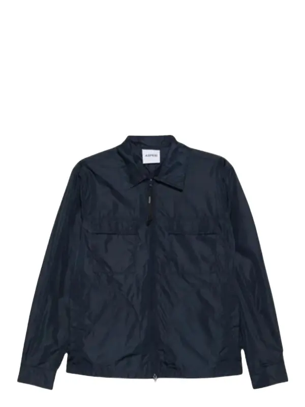 Aspesi Shirt Jacket With Zip Closure And Patch Pockets - Black