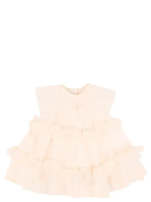 Fendi Round Neck Ruffled Dress - White