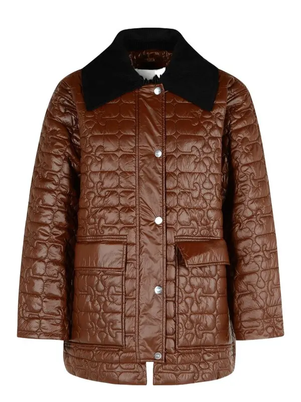 GANNI Padded Jacket With Snap And Zip Front Closure - Black