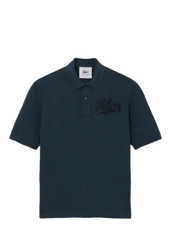 Lacoste Crocodile-appliqué Polo Shirt - Black
