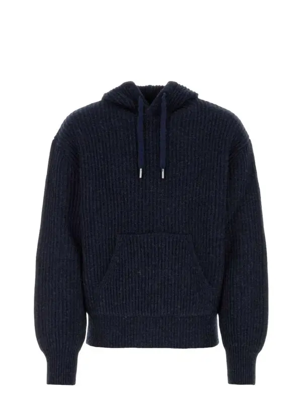 Ami Drawstring Knitted Hoodie - Black