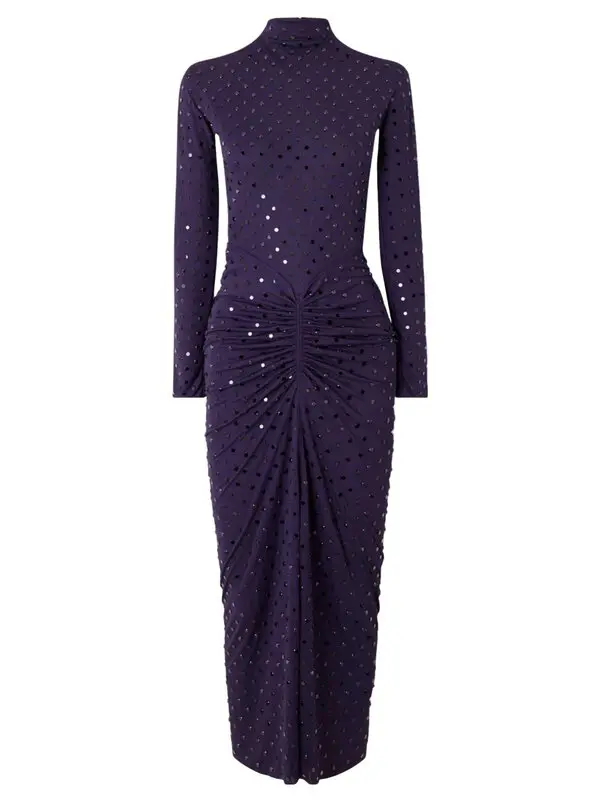 Alaïa Embellished Knitted Midi Dress - Deep Purple