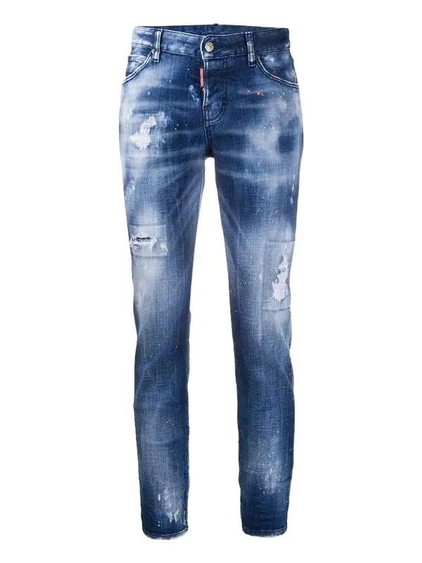 Dsquared2 Cropped Distressed Jeans - Blue