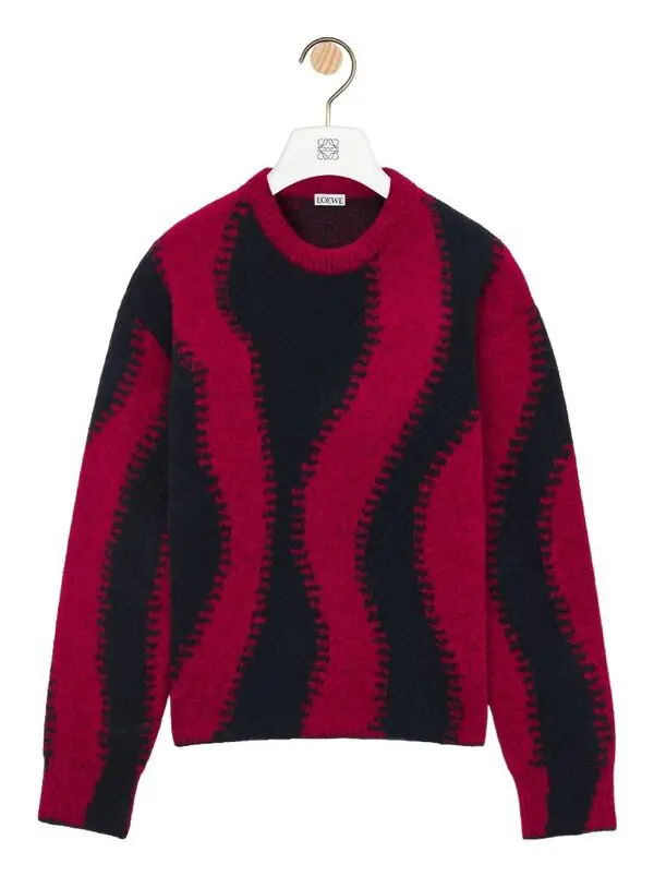 Loewe Abstract Stripe Wool Blend Sweater - Red