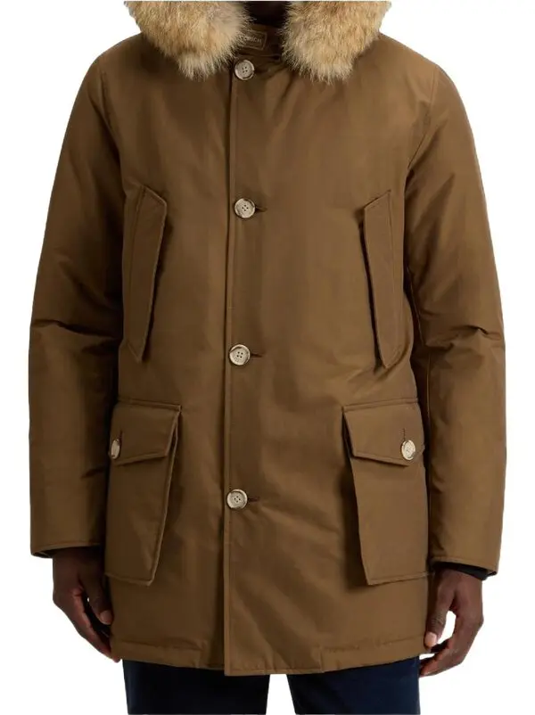 Woolrich Arctic Hooded Parka With Fur Trim - Coffee