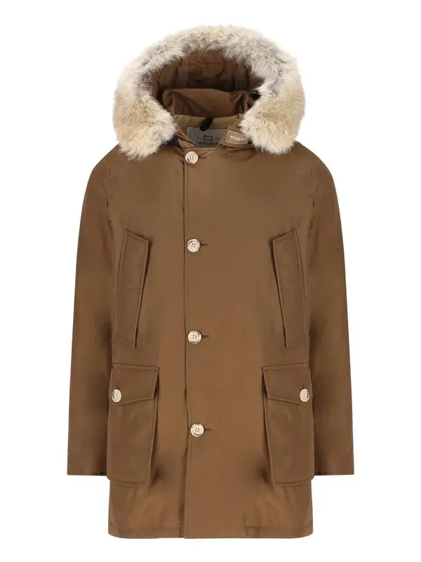 Woolrich Arctic Hooded Parka With Fur Trim - Coffee