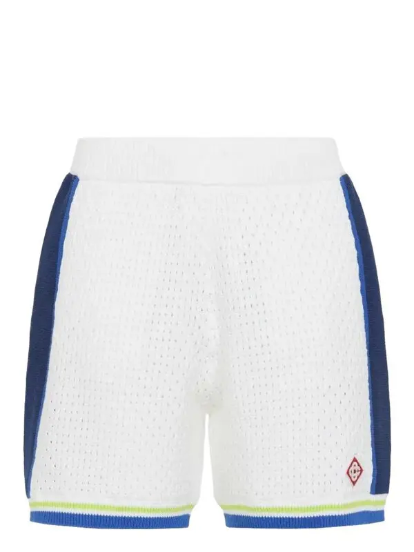 Casablanca Logo Patch Crochet Shorts - White