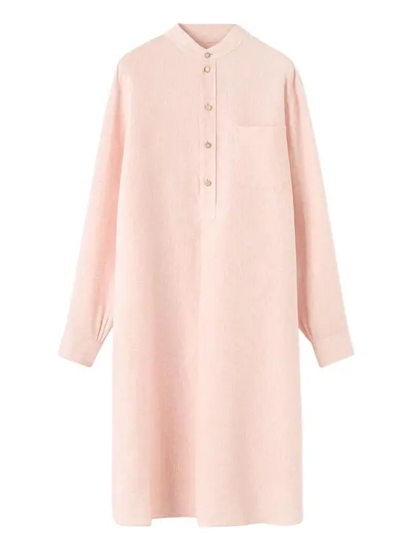Loro Piana Long-sleeved Shirt Dress With Side Slit - Pink