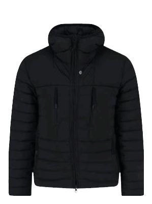 Stone Island Zip-up Hooded Down Jacket - Black