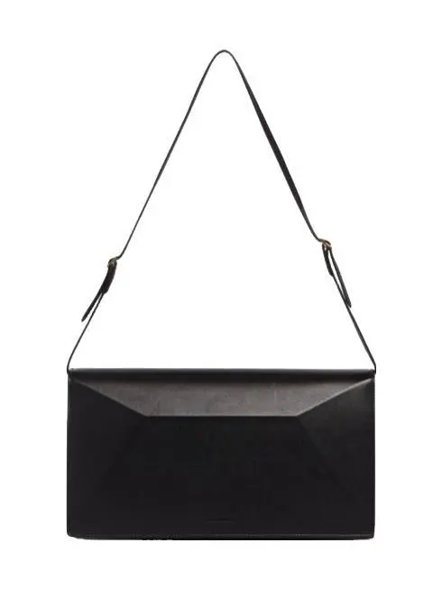 JIL SANDER Logo Printed Shoulder Bag - Black