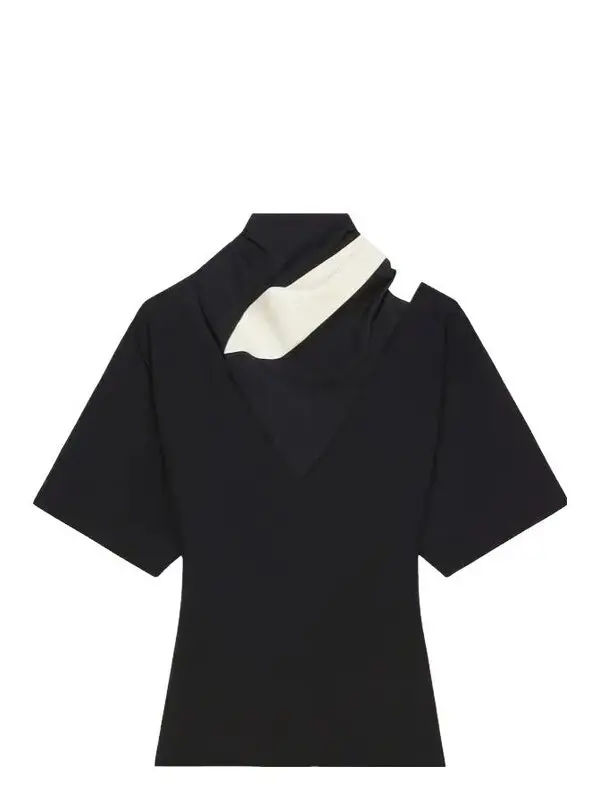 COURREGES Panelled Scarf Top - Black