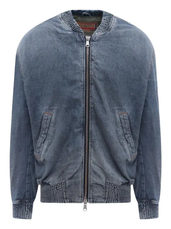 DIESEL® Faded Bomber Denim Jacket - Gray