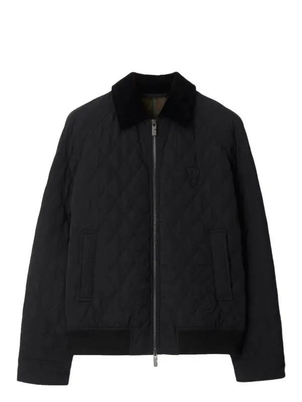 Burberry Quilted Zip-up Jacket With B-shield Detail - Black/snug