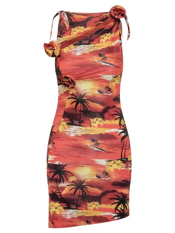 Coperni X Disney Tropical Print Mini Dress - Red