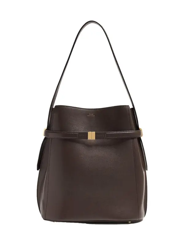 TOTEME Logo Detailed Belted Bucket Bag - Brown