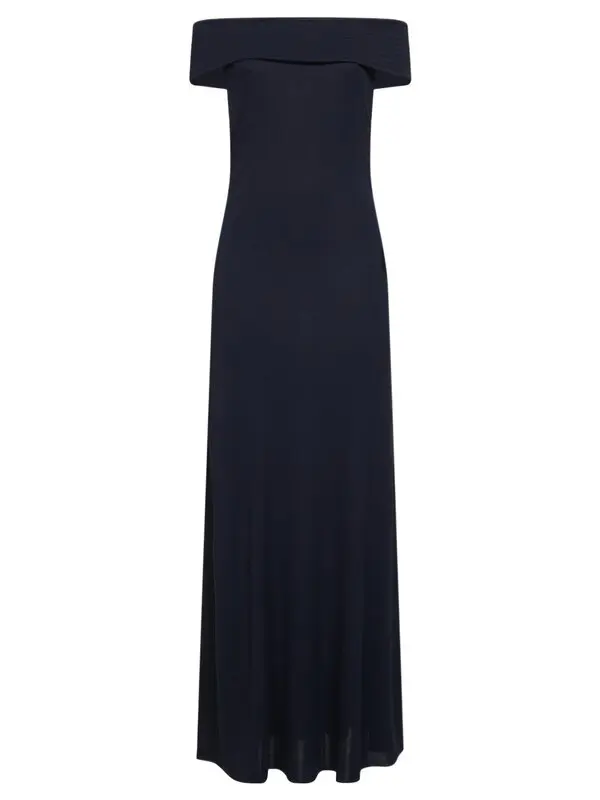 Alaïa Off-the-shoulder Maxi Dress With Flowing Hem - Black