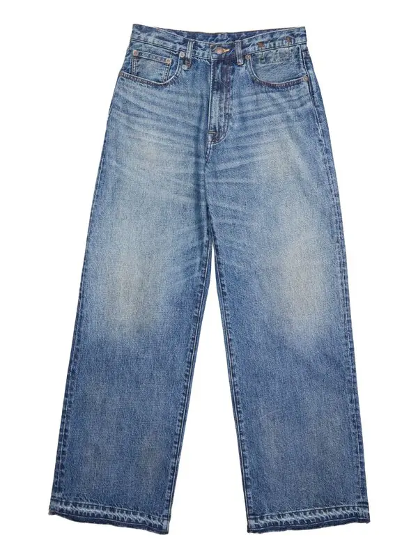 R13 D'arcy Distressed Wide-leg Jeans - Indigo