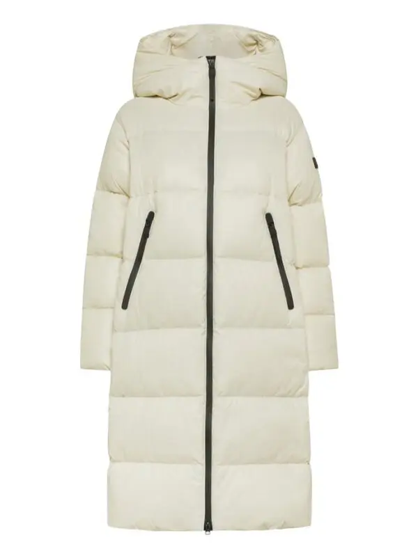 Peuterey Long Shiny Nylon Down Jacket With Detachable Hood - Turtle Dove