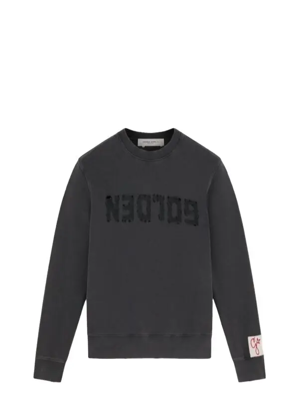 GOLDEN GOOSE Crewneck Sweatshirt With Logo And Star Detail - Black