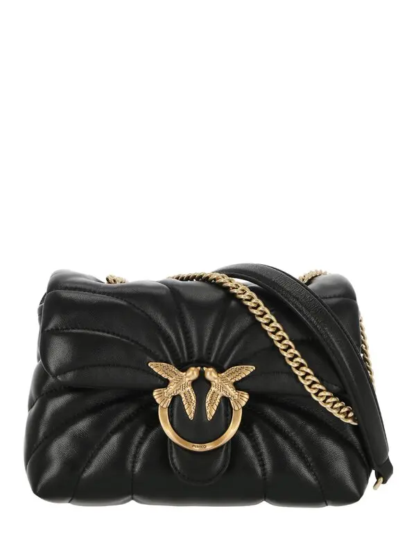 Pinko Love Puff Chain Linked Mini Crossbody Bag - Black