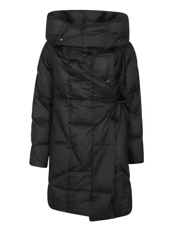 Add Quilted Short Jacket With Tie Detail - Black