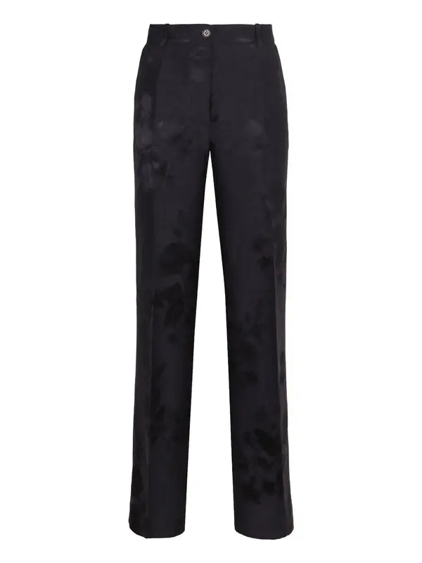P.a.r.o.s.h Floral Print Straight-leg Trousers - Black
