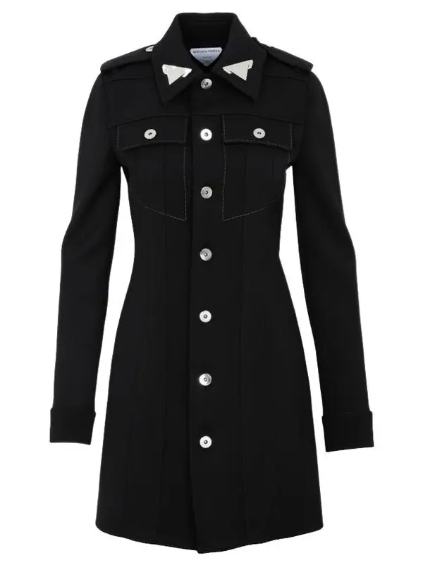 Bottega Veneta Structured Buttoned Mini Shirt Dress - Black