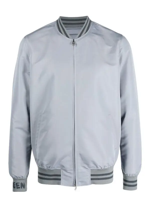 Alexander McQueen Logo Detail Bomber Jacket - Gray