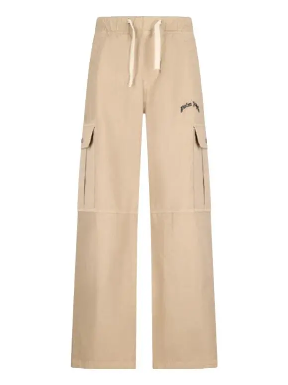 Palm Angels Logo Embroidered Cargo Trousers - Nude