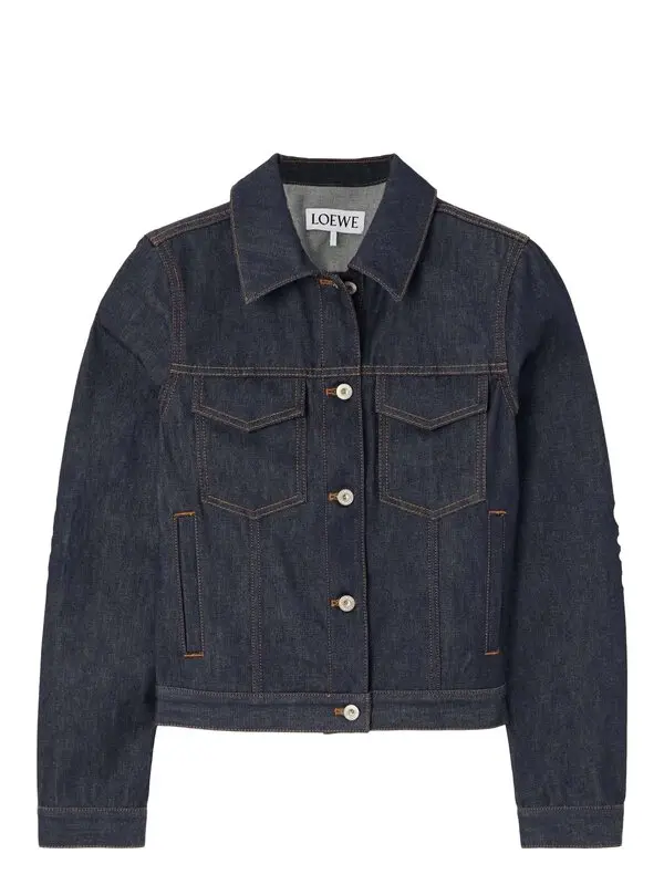 Loewe Long Sleeve Denim Jacket With Embroidered Details - Black
