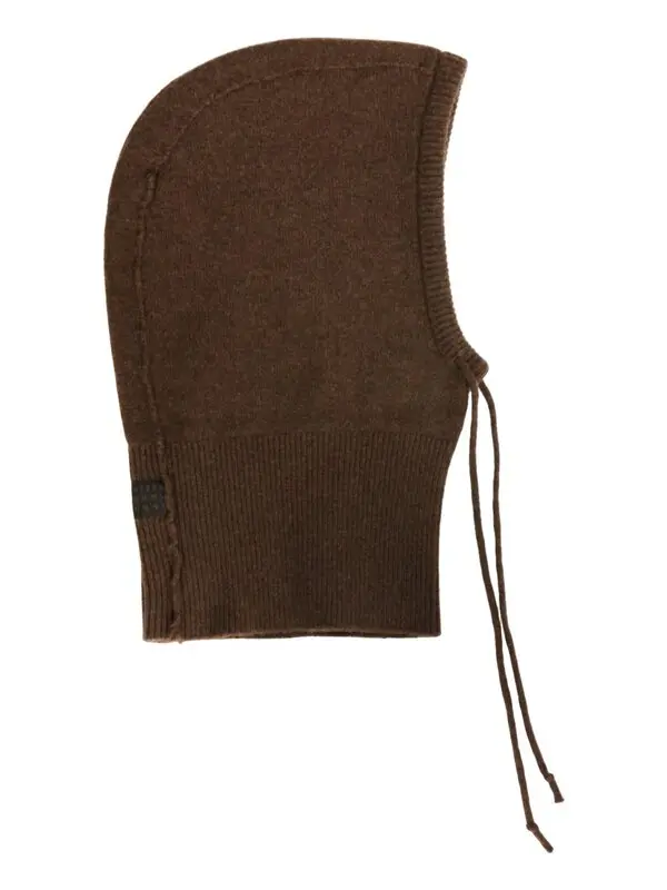 MAISON MARGIELA Knit Hood With Drawstring And Ribbed Trim - Brown