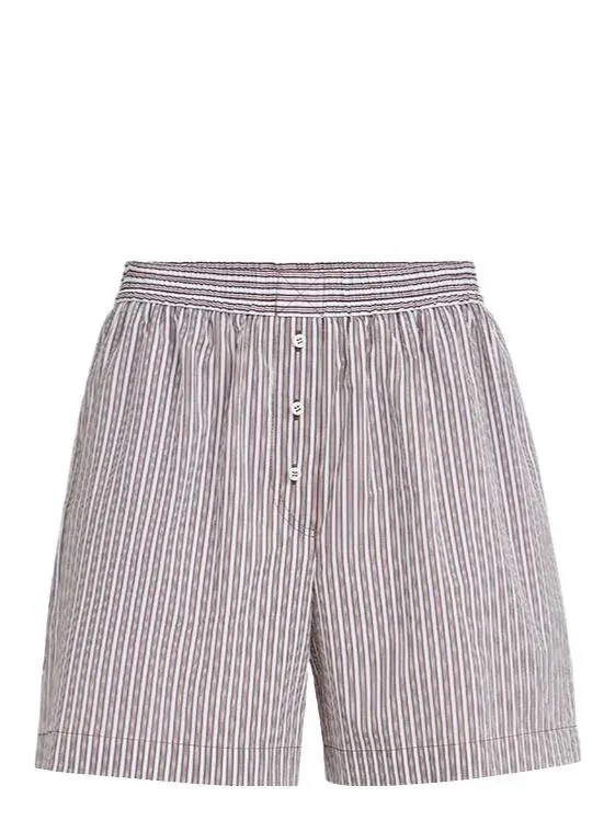 Brunello Cucinelli Striped Poplin Pyjama-style Shorts - Bordeaux